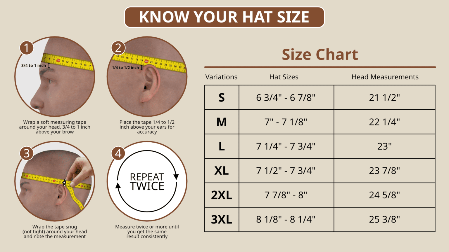 Find Your Fit Size Chart - Henschel Hats